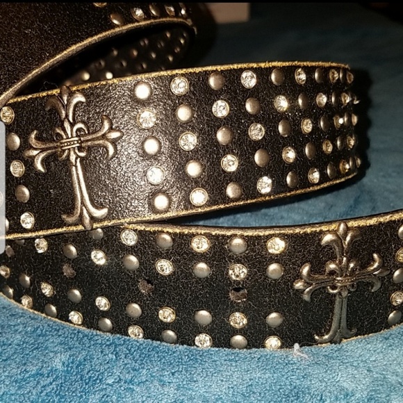 Accessories | Black Rhinestone Cross Belt | Poshmark